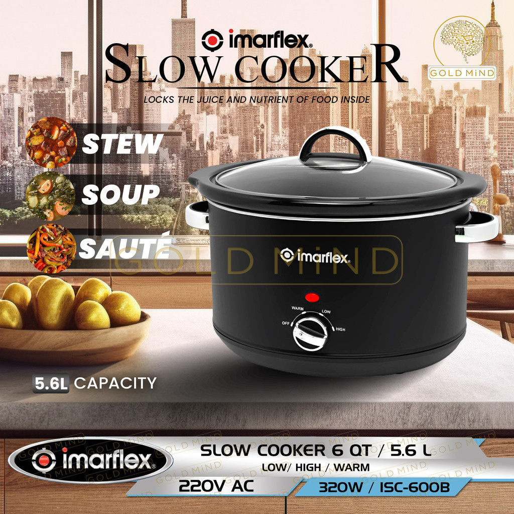IMARFLEX Slow Cooker 2.5 and 5.6 Liters Capacity 320 WATTS - Yellow ...