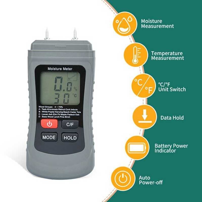 1 PCS HD Digital Wood Moisture Meter Twin Pin Insertion As Shown Paper ...