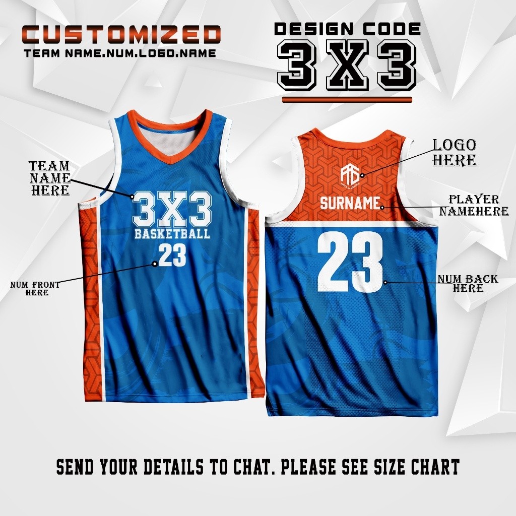 3X3 FR CONCEPT Basketball sando for kids and adult customized | Shopee ...