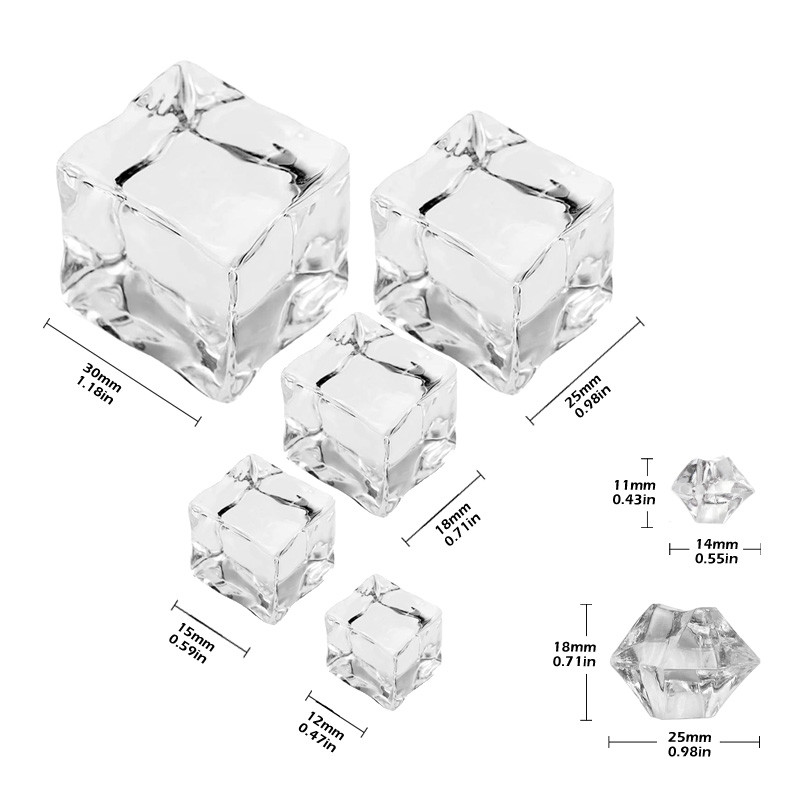 Photography Props Fake Ice Cubes Reusable Artificial Acrylic Crystal ...