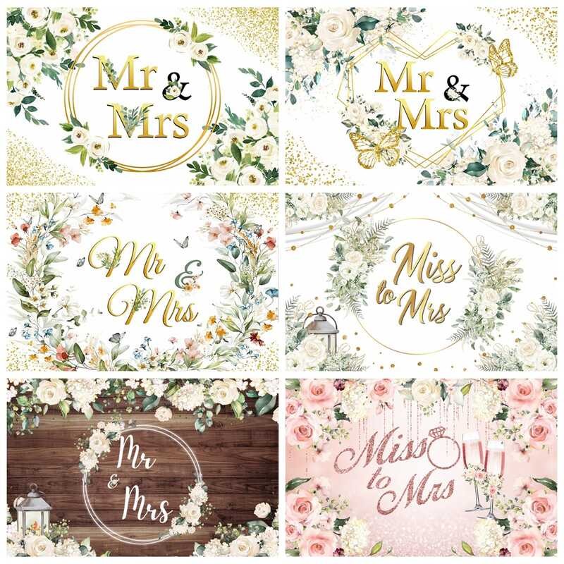 LY Mr Mrs Bride Shower Wedding Backdrop Miss To Mrs Bride To Be ...