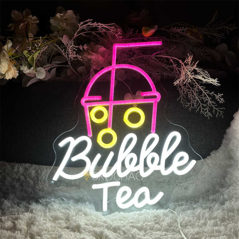 Neon Led Sign Lights Bubble Milk Shop LED Neon Sign Room Wall Decor ...