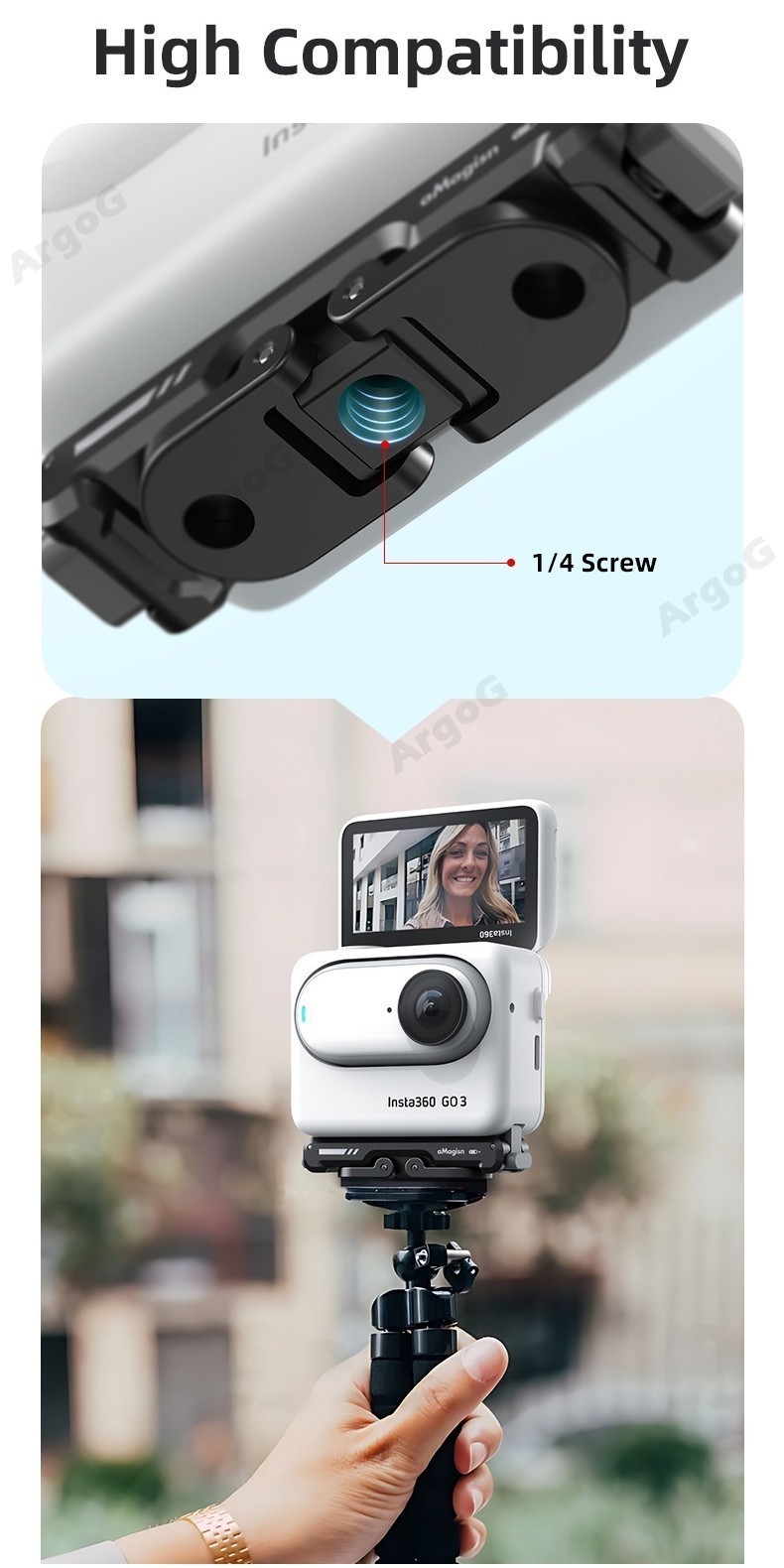 aMagisn Magnetic Quick Release Mount for Insta360 GO 3/3S Camera Mount ...