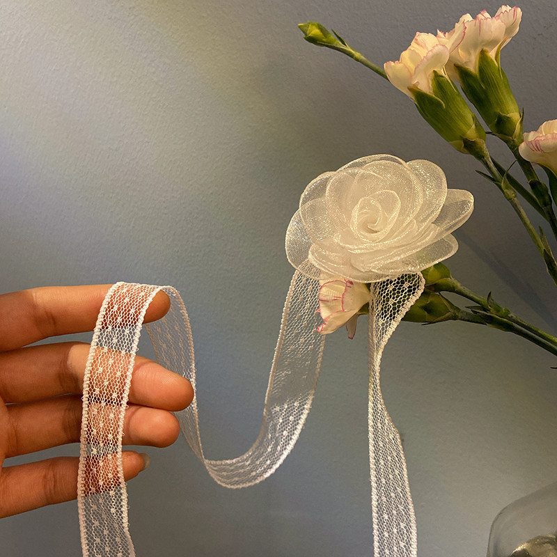 Fresh Elegant White Lace Flower Ribbon Hair Accessories French Elegant ...