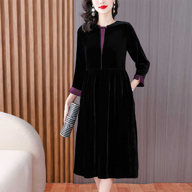 Babaeng damit 2024 Bagong Chinese Style Office Lady Vintage Silk Solid ...