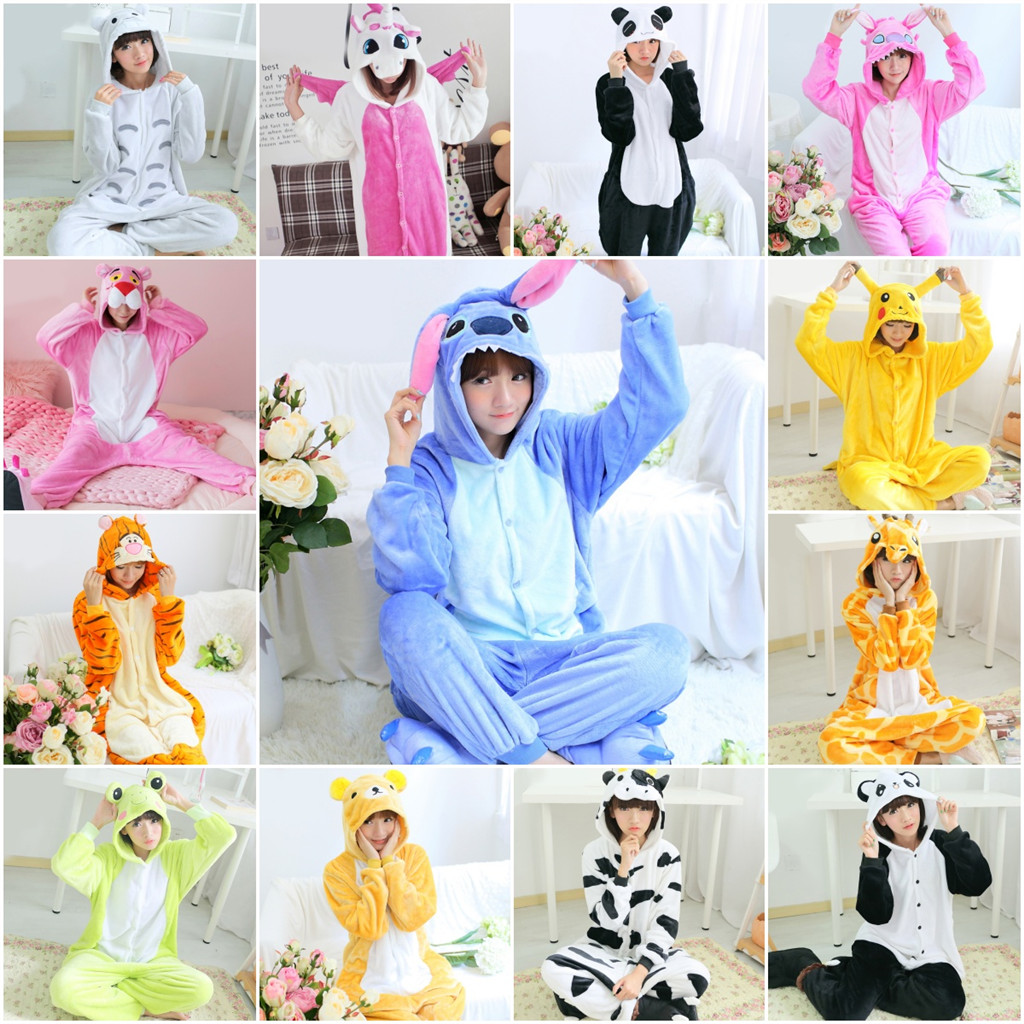 Kigurumi Stitch Animal Pajamas Adults Cute Cow Totoro Panda Unicorn Cartoon Onesies Sleepwear ...