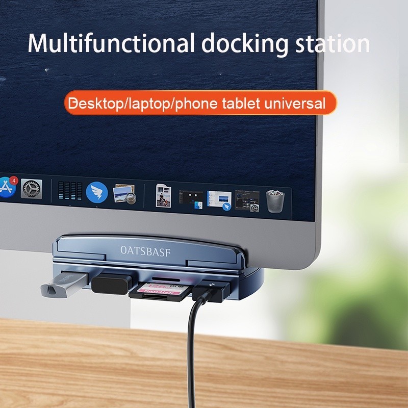 OATSBASF Magnetic 5 in 1 Type-C USB 3.0 TF / SD Hub Docking Station ...
