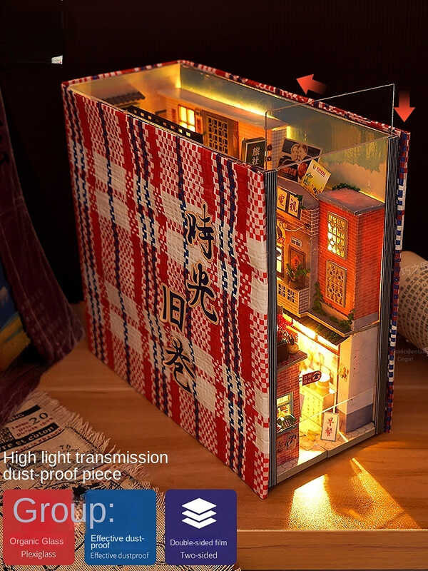 LY ♛ DIY Cottage Chinese Style 3D Book Stand Pop-Up Book House Antique ...