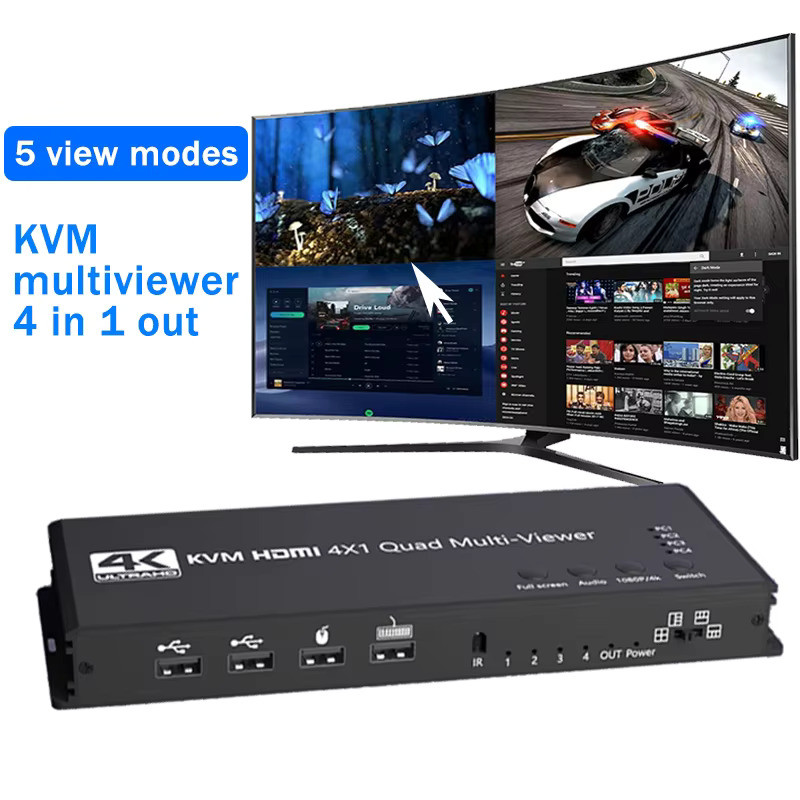 4K HDMI KVM Switch 4x1 Quad Multi Viewer 4 in 1 Out KVM HDMI Processor ...