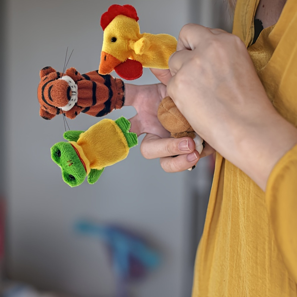 10pcs Cartoon Animal Velvet Finger Puppet Finger Toy Role Play Tell ...