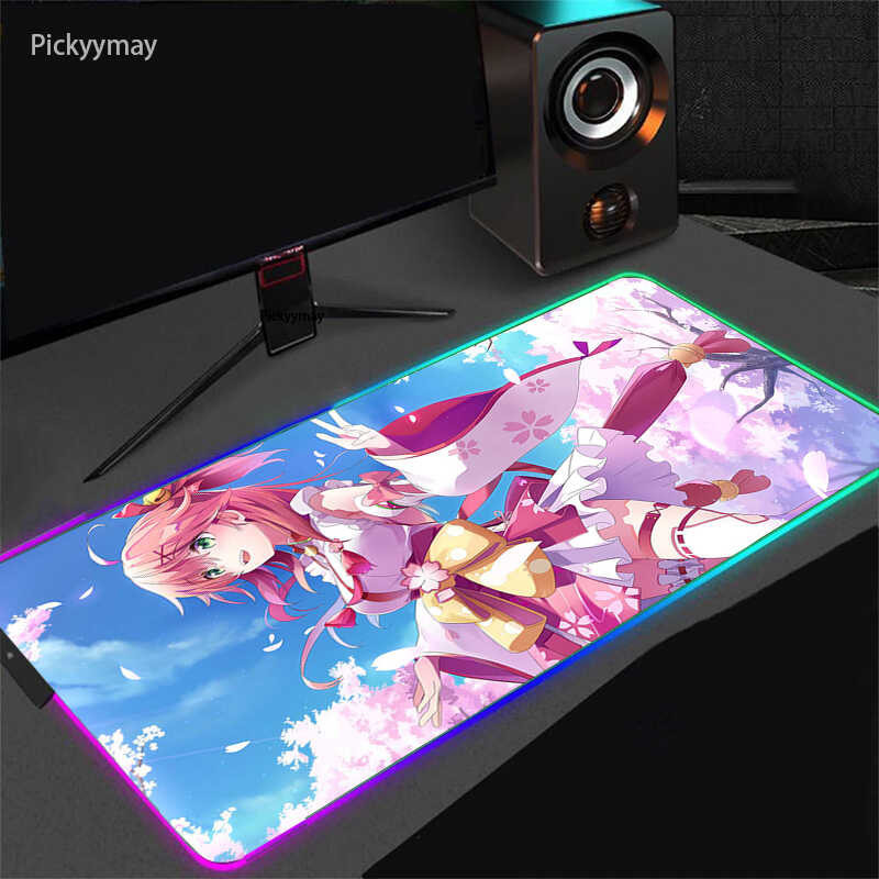 RGB Led Mouse Pad Gaming Desk Play Mats Hololive Kawaii Anime Gamer ...