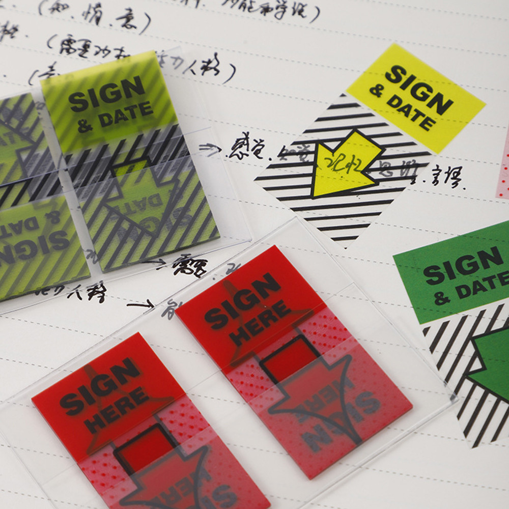 40 Sheets SIGN & HERE PET Sticky Note Creative Writable Instructions ...