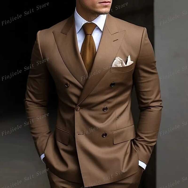 New Brown Business Suit Men Tuxedos Groom Groomsman Formal Prom Wedding ...