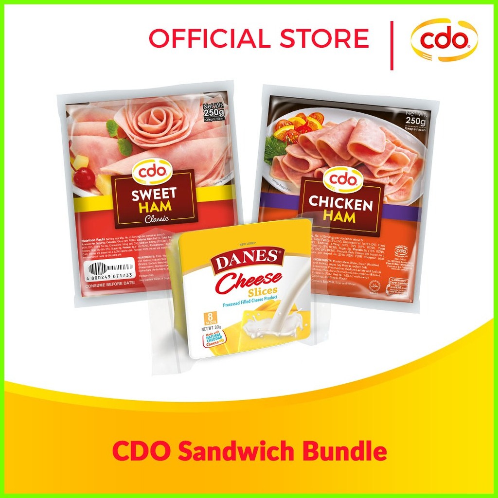 CDO Sandwich Bundle (Danes Cheese Slices 250g + Chicken Ham 250g ...