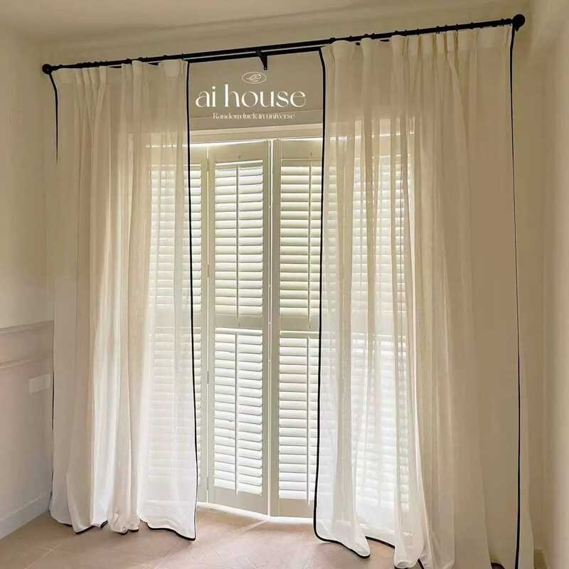 Japanese style wooden style beige window screen, black and white light ...