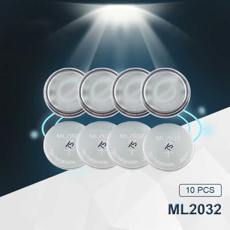 10pc Eaxell Original ML2032 3V Rechargeable lithium battery button cell ...