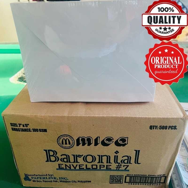 Mica Baronial Envelope #7 100gsm White 500pcs. Size: 7.5" x 5.5" (SOLD ...