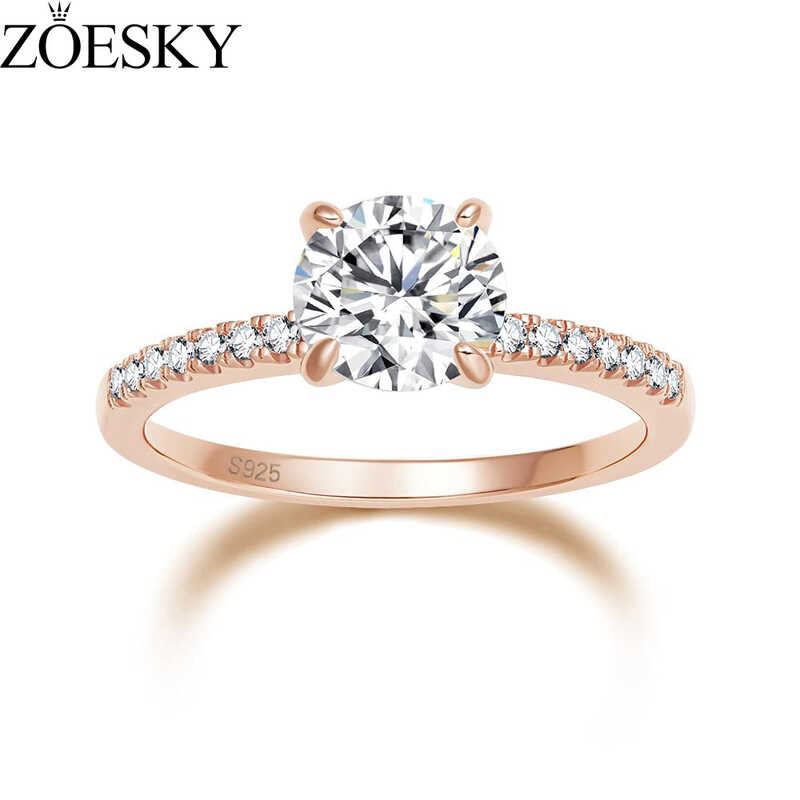 ZOESKY · Sterling Sier Rose Gold 1.25 CT Round Solitaire Cubic Zirconia ...