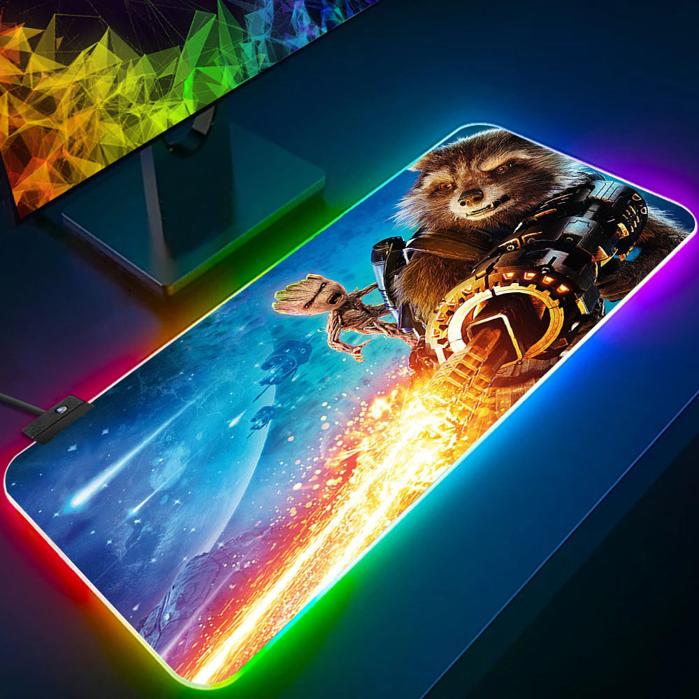 Groot RGB Pc Gamer Keyboard Mouse Pad Mousepad LED Glowing Mouse Mats ...