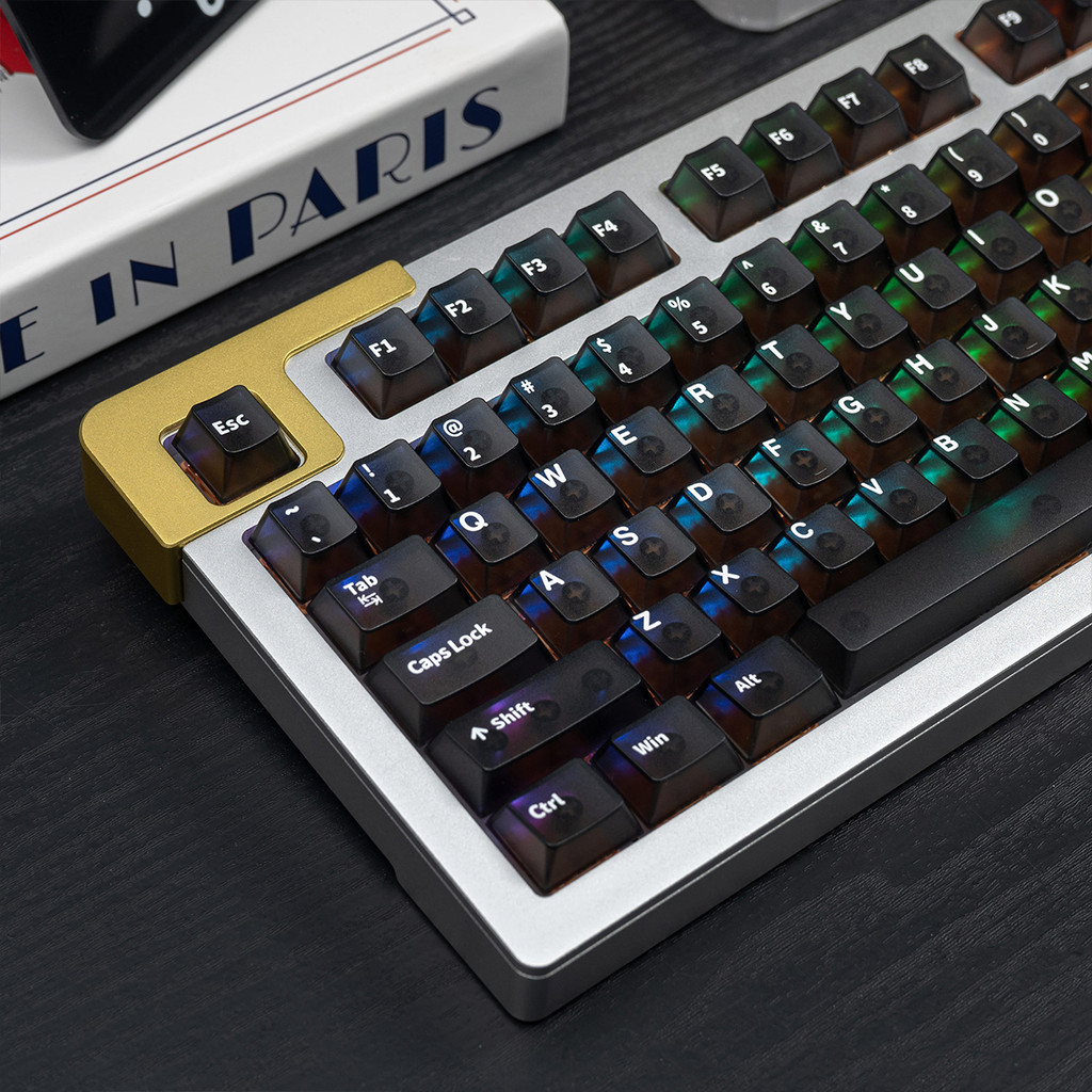 Transparent Foggy Black White Keycaps RGB cherry profile Light through ...