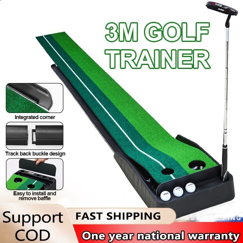 3M Indoor Putter Trainer Portable Putting Mat Golf Practice Equipment ...