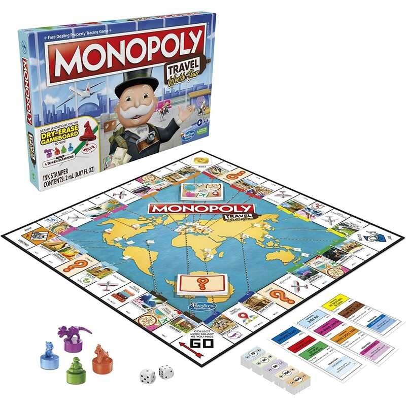 Monopoly World Tour Monopoly Board Game with Token Stampers and Dry ...
