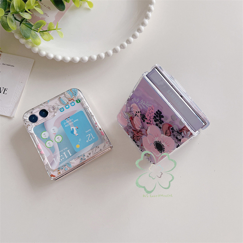 Fashion Lark Flower Painted Clear Flip Case Samsung Galaxy Z Flip 4 Z ...