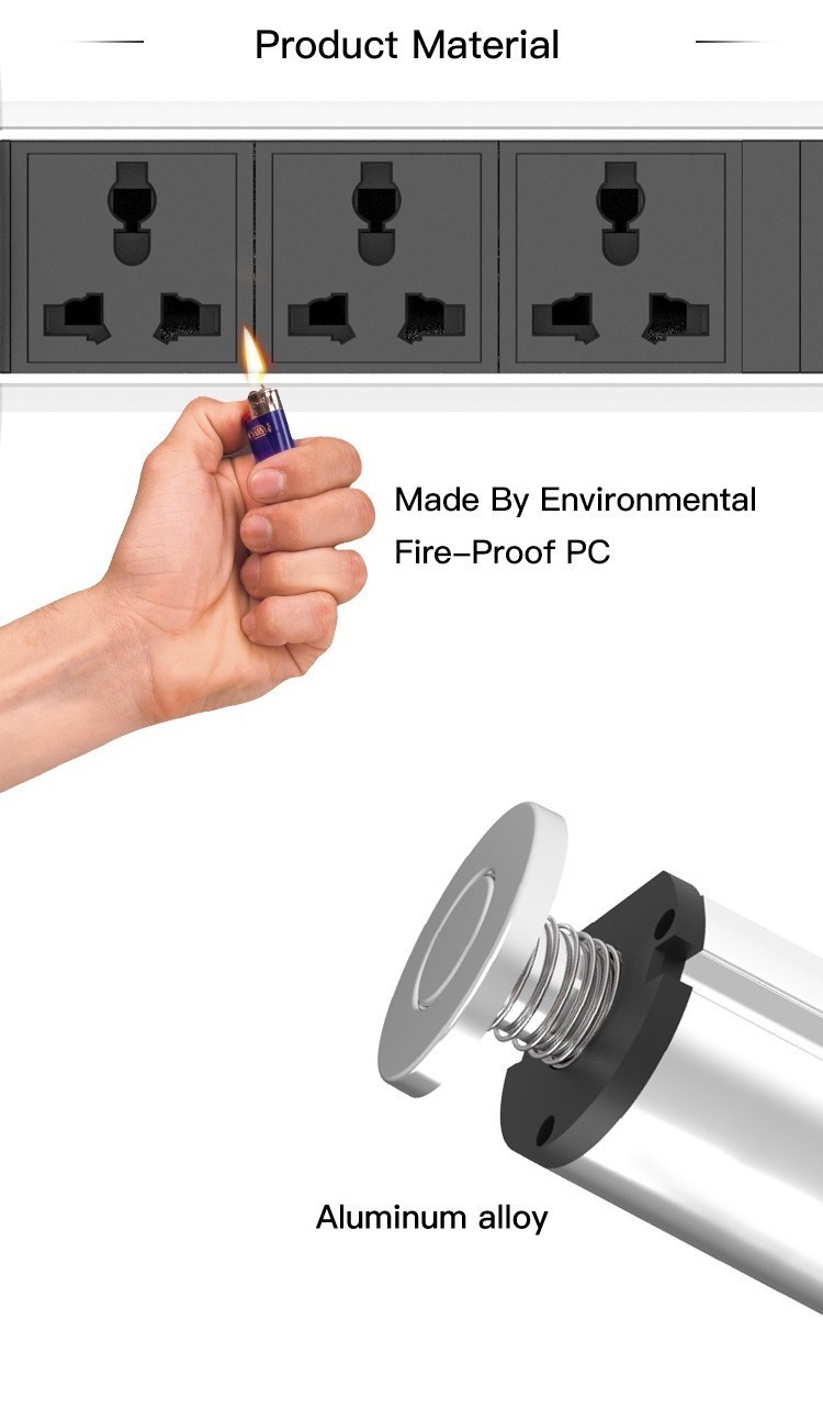 Melery Table POP Sockets Pull Up 3 Way US UK Electrical Plug Universal ...