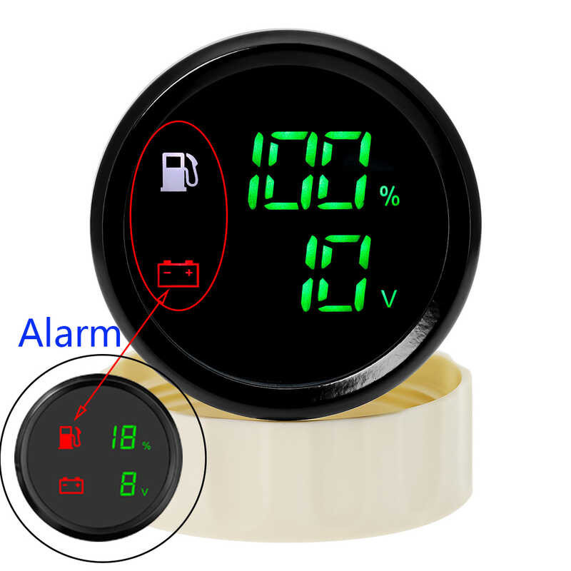 IP66 Waterproof 52MM Dual Gauge Water Temp Gauge+VOLT Fuel Water Level ...