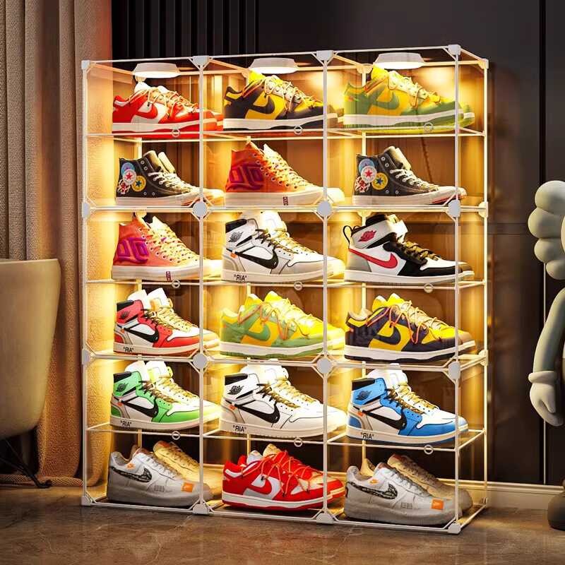 Transparent display with light, shoe box, shoe cabinet, internet famous ...