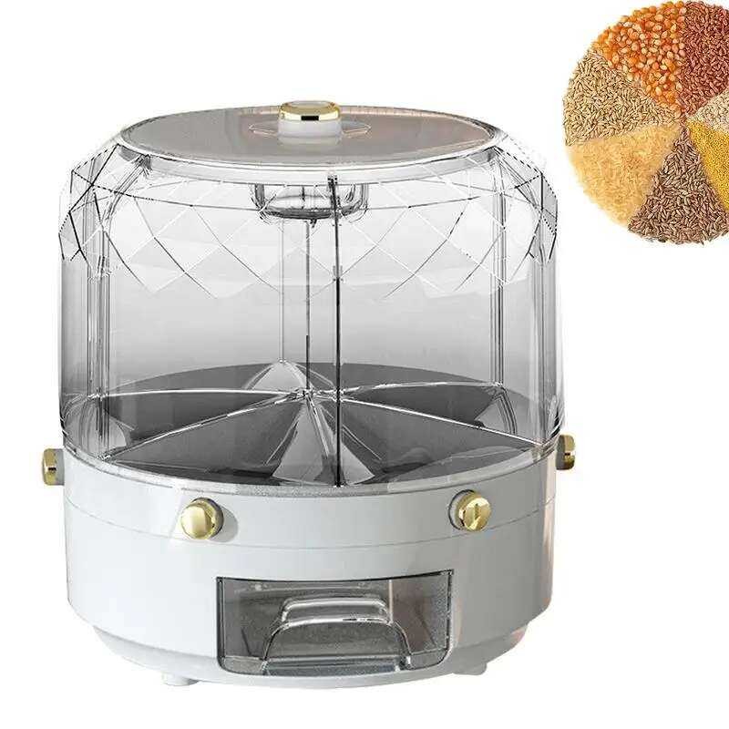 Grain 3 Dispenser Large Capacity Round Cereal Dispenser 360 Rotating ...