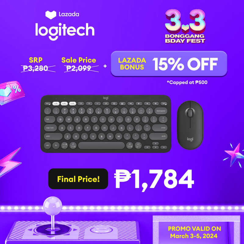 Logitech Pebble 2 Slim Multi Device Bluetooth Wireless Keyboard At Mouse Combo Tonal Graphite