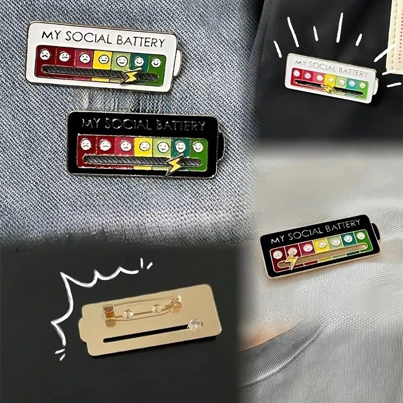 Mood Conversion Energy Brooch Personality Sliding Social Power Badge ...
