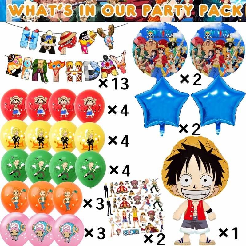 ♥ One Piece Birthday Decoration Set Luffy Foil Latex Balloons Baby ...