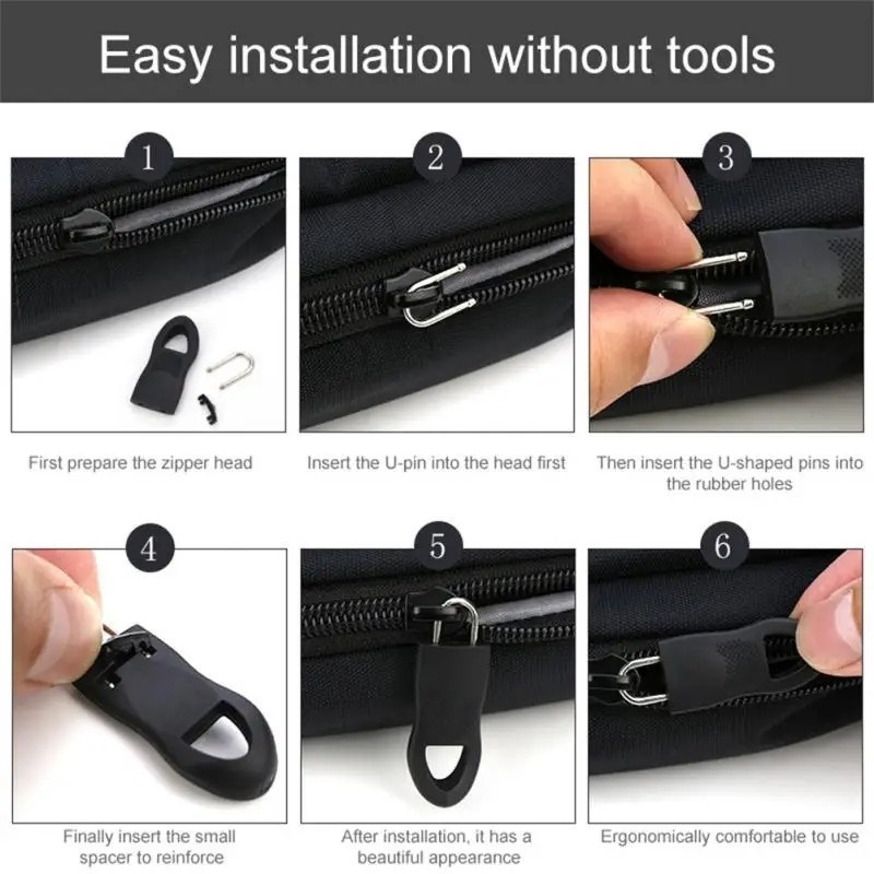 12PCS Replacement Zipper Slider Clothing Sewing Accessories Detachable ...