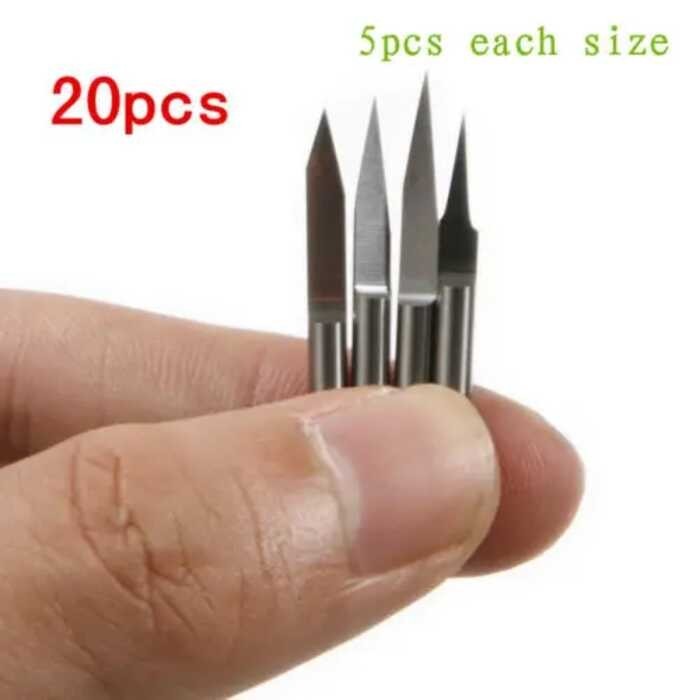 20Pcs 10 15 20 30 Degree 3.175Mm Carbide PCB Engraving Bits CNC Router ...