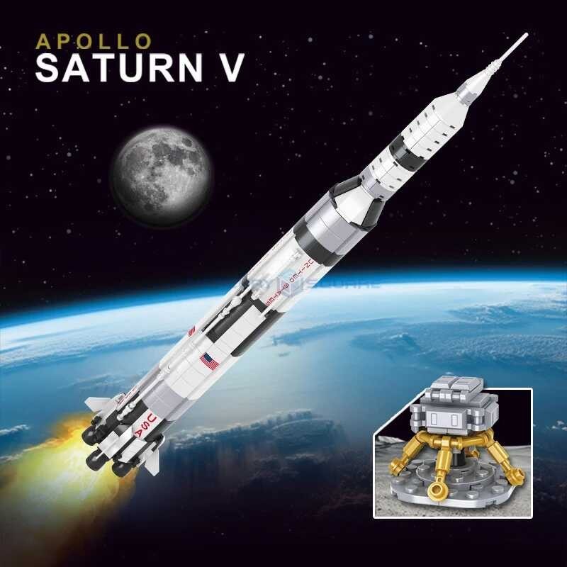 Apollo Saturn V MOC Aerospace Model Building Blocks Space Rocket Ideas ...