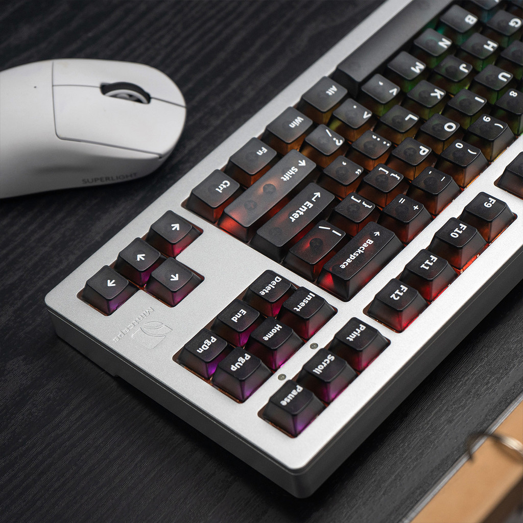 Transparent Foggy Black White Keycaps RGB cherry profile Light through ...