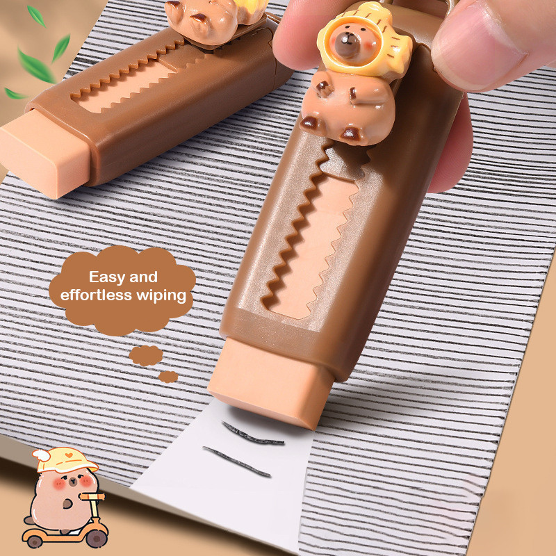Push Pull Retractable Eraser Cute Capybara Korean Stationery Rubber Drawing Erasers Children's ...