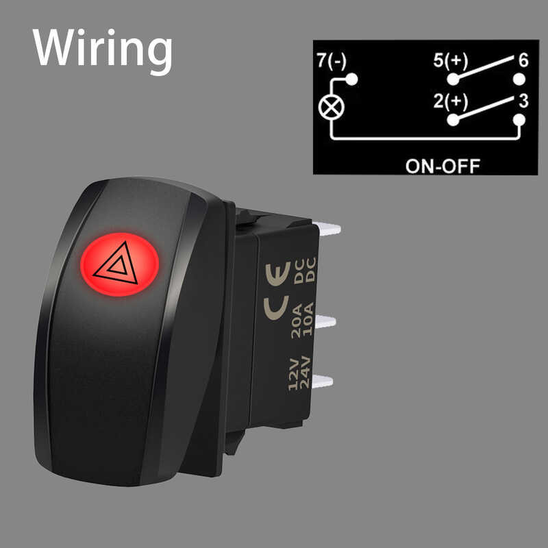 12V 20A Car Hazard Warning Red Led Lights Rocker Switch ON OFF With ...