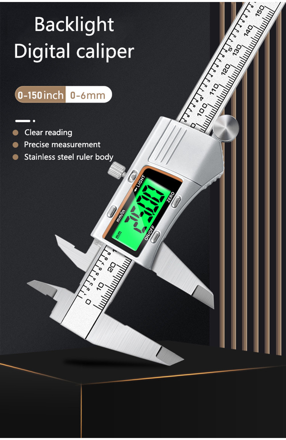 Stainless Steel Metal Shell Digital Caliper Electronic Vernier Caliper ...