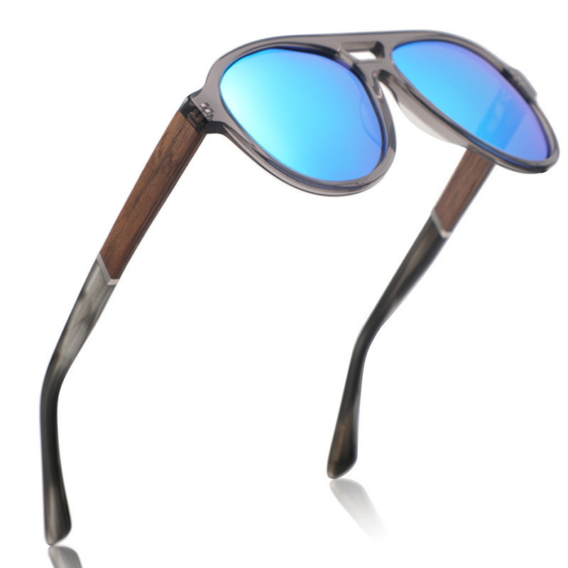 Fashion Women's Polarized Toadstool Acetate Wood Splicing Retro Double ...