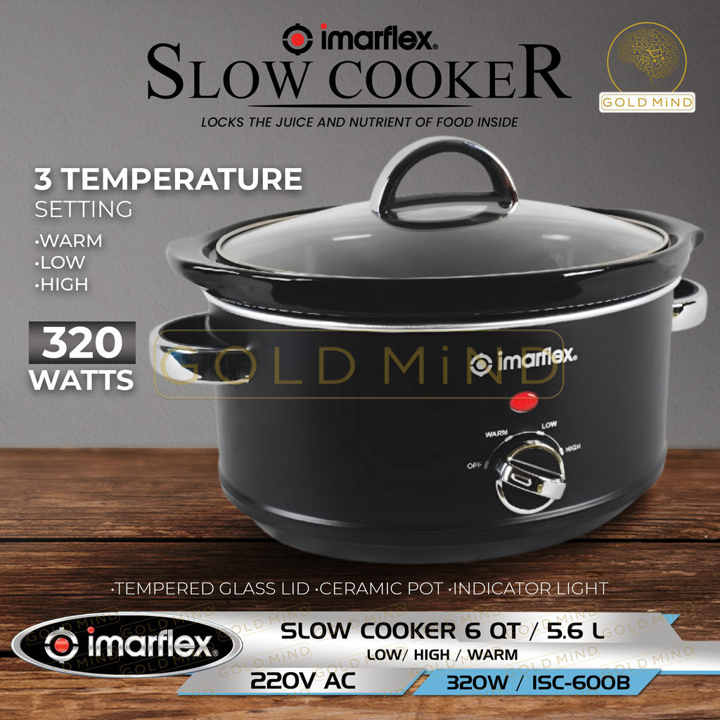 IMARFLEX Slow Cooker 2.5 and 5.6 Liters Capacity 320 WATTS - Yellow ...