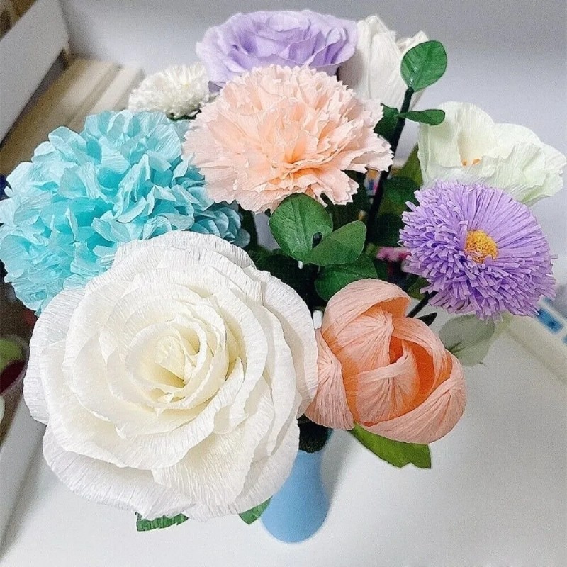 Colored Crepe Paper Roll Origami Crinkled Crepe Paper Craft DIY Flowers ...