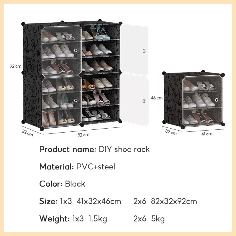 ⚽︎ ༄ ♞DIY Foldable Shoe Rack Organizer Shoe Cabinet Shoe Box Storage ...