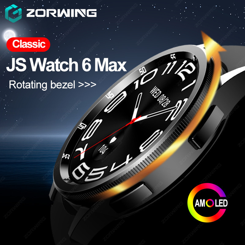 JS Watch 6 Max Classic AMOLED Smart Watch Men Rotating Bezel Compass ...