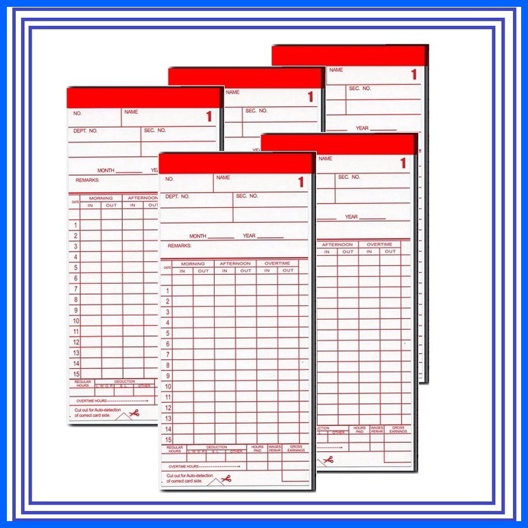 500 pcs Time Card DTR for Bundy Clock Machine Punch card | Shopee ...