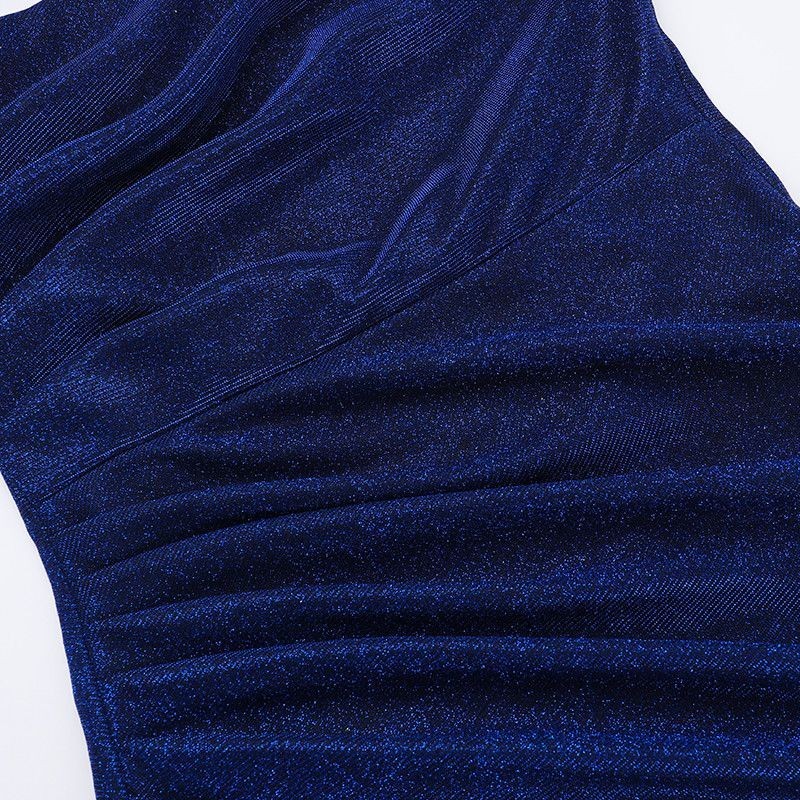 Korean Blue Off Shoulder Elegant Evening Prom JS Cocktail Split Long ...