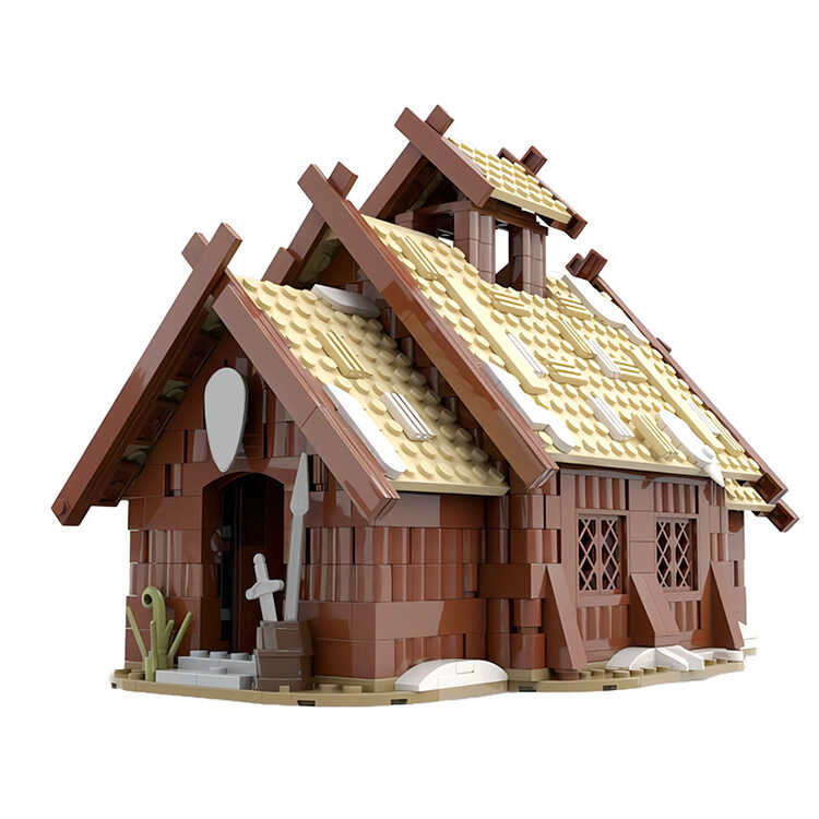 MOC Creative Medieval Viking Village Mead Hall Building Block Kit House ...