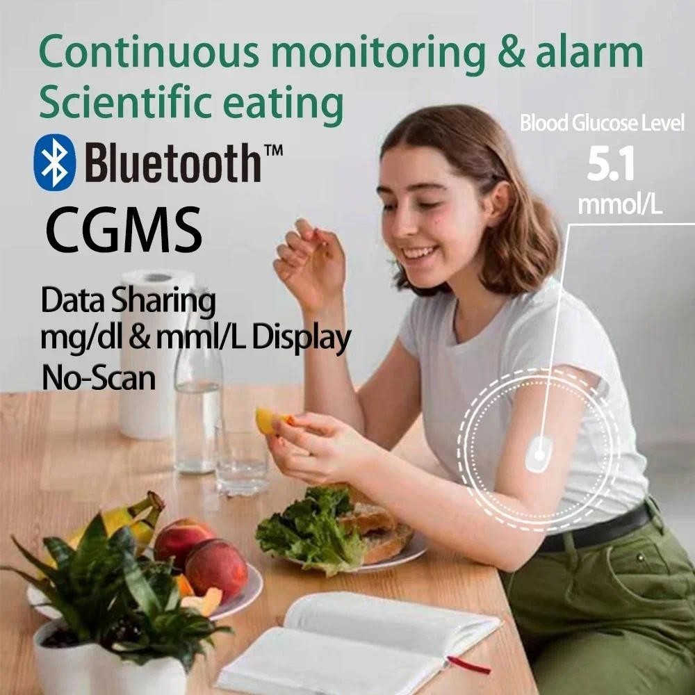 Aidex Sensor Bluetooth Scan Free Remote Data Sharing Dynamic Blood Glucose Monitoring CGMS 24h ...